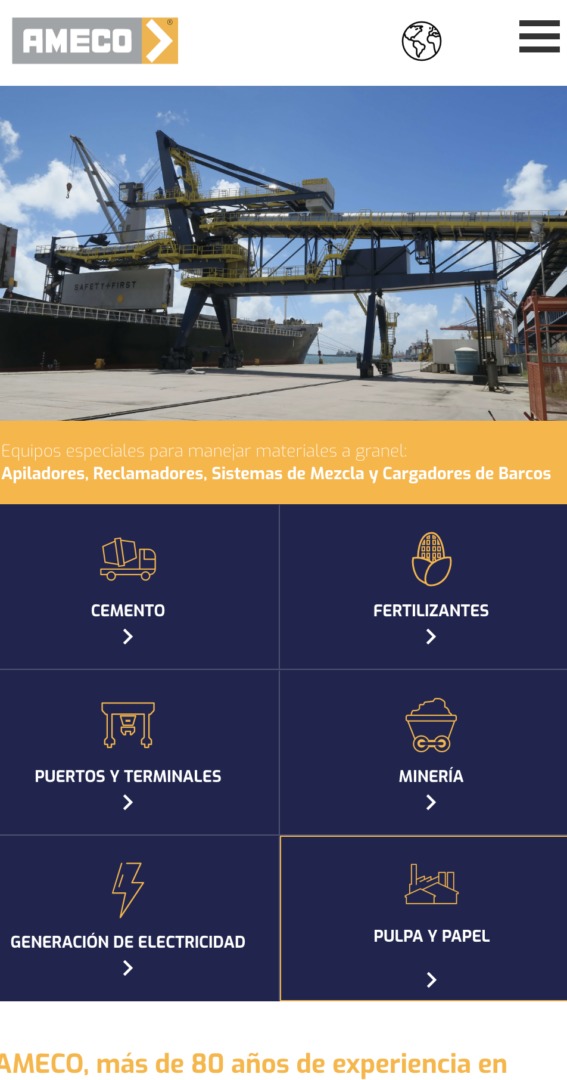AMECO en español, manejo de materiales a granel y logística. | AMECO Group